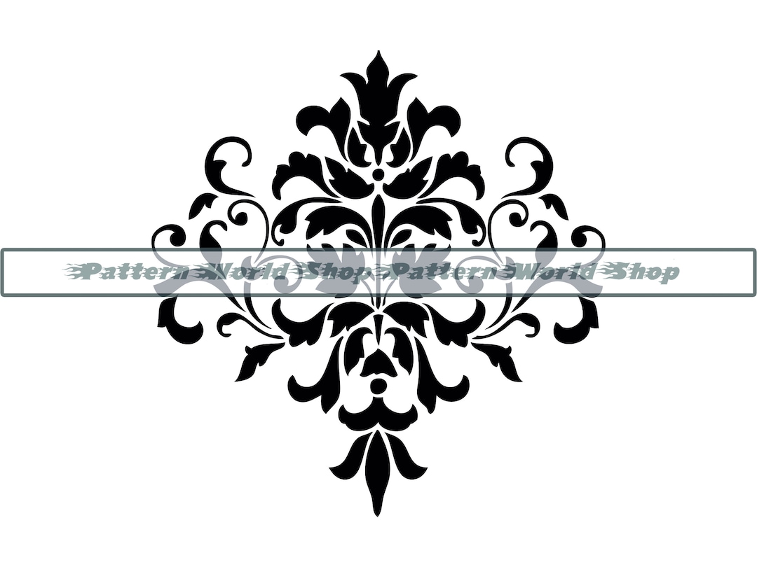 Damask Element #2 SVG, Damask Stencil SVG, Vintage Pattern Svg, Clipart ...