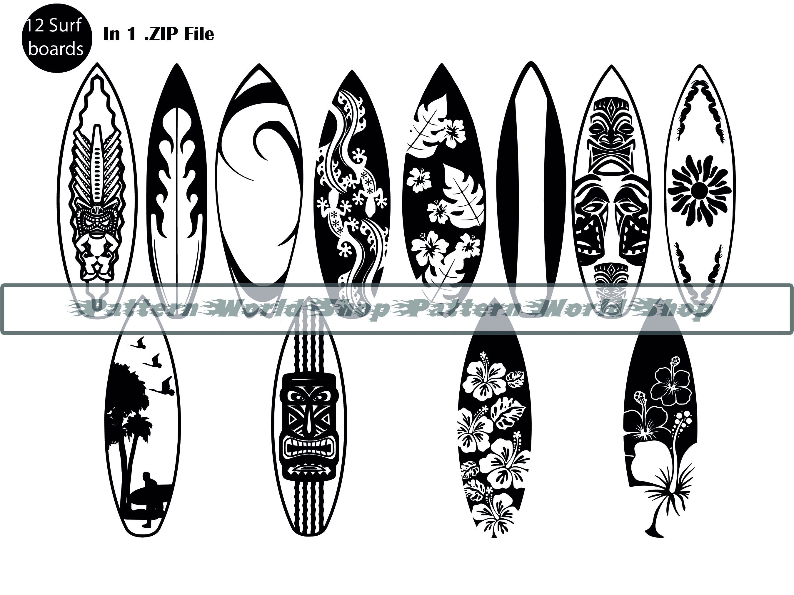 SURFBOARDS SVG Surfer Surf Board Silhouette Summer Beach - Etsy