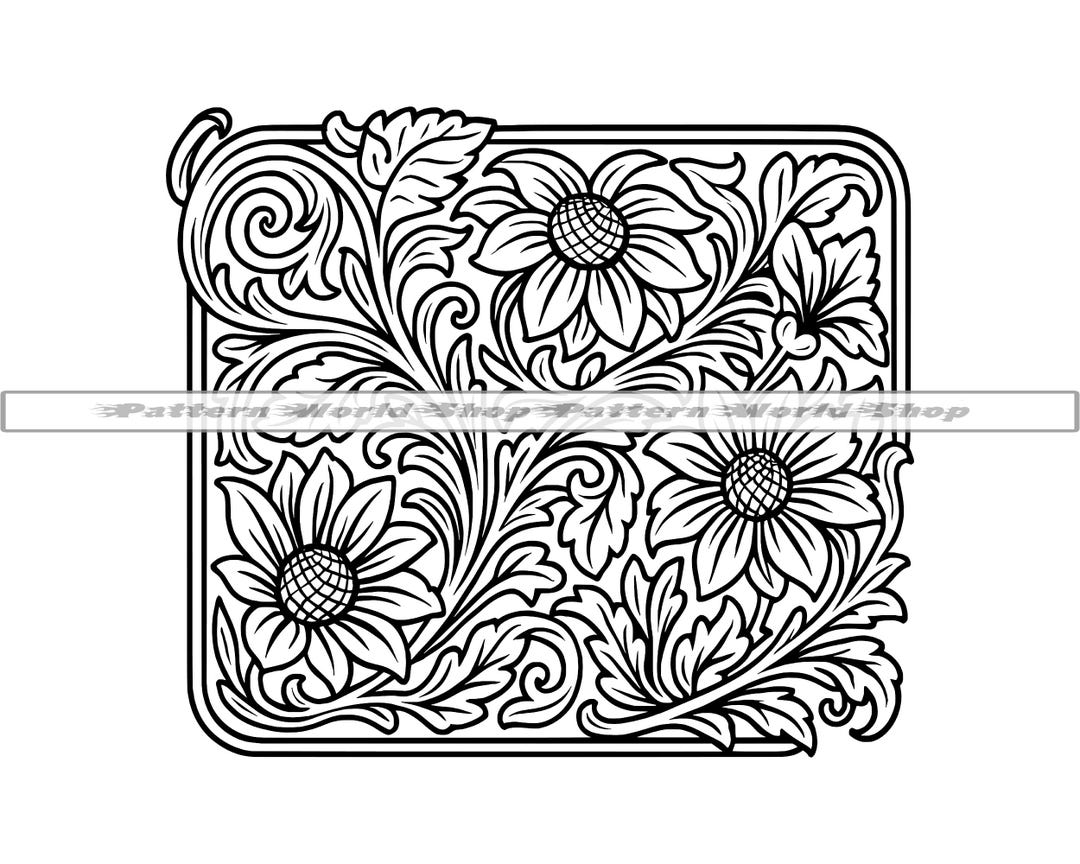 Tooled Leather Pattern Floral #245 SVG, Western Pattern, Tooling ...