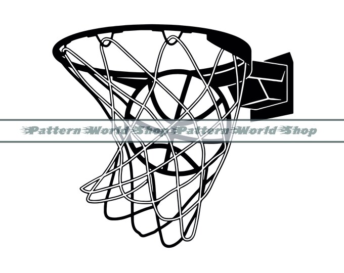 Basketball Net Vector Clipart / Outline & Stamp Graphic / Outdoor Net ...