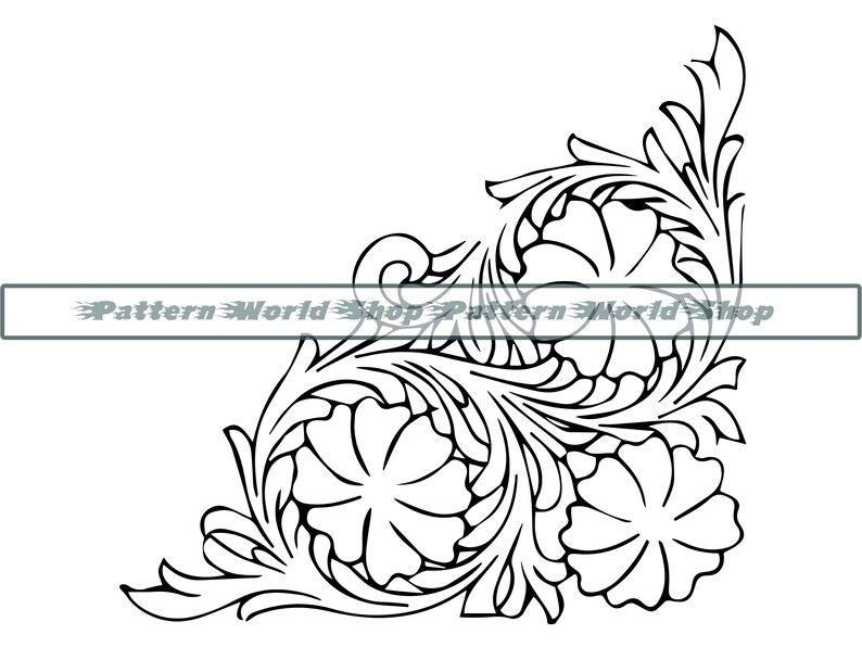 Tooled Leather 9 SVG Floral Corner Floral Border Leather - Etsy