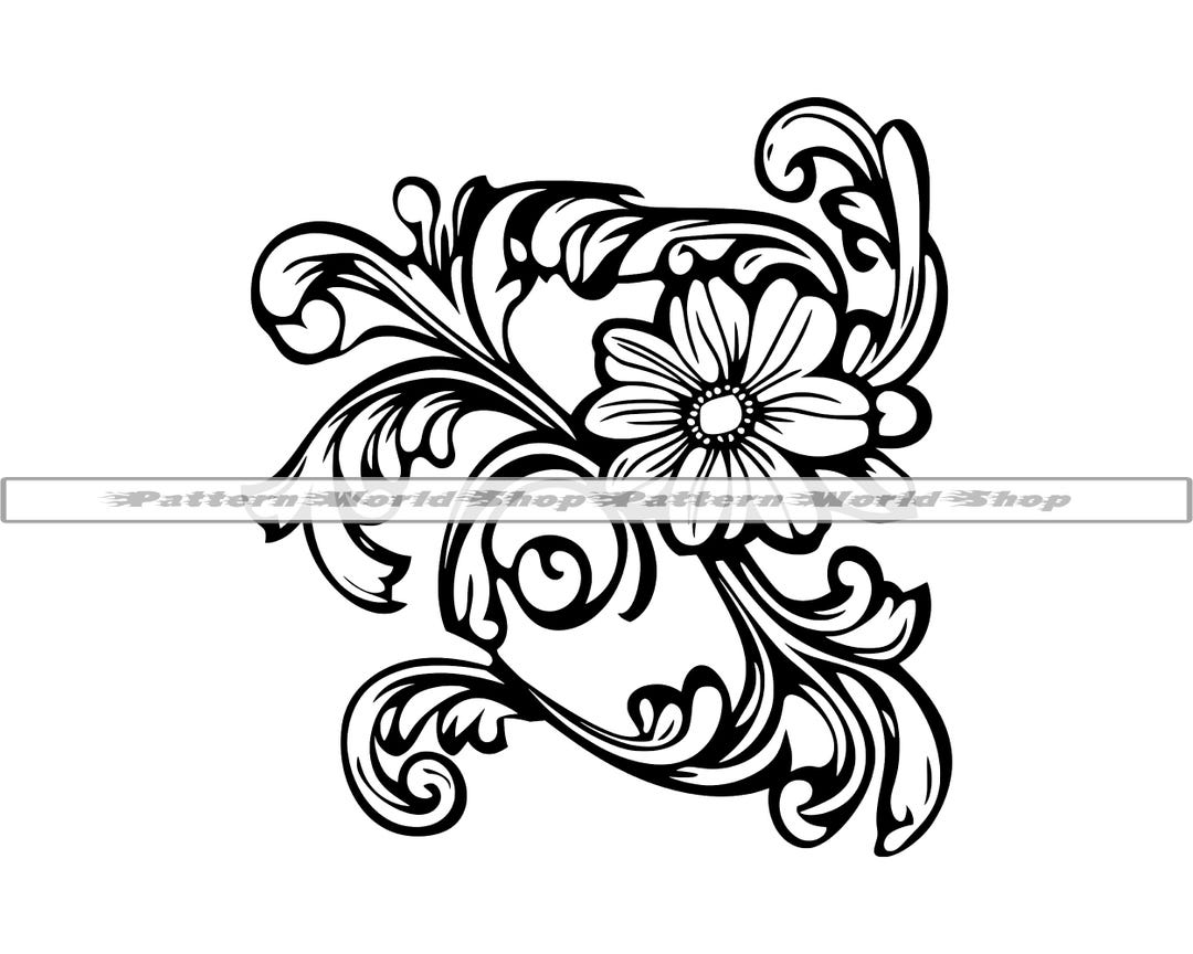 Carving Pattern #5 SVG, Tooled Leather Pattern SVG, Wood Carving ...