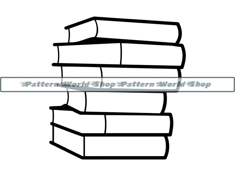 Books Outline SVG, Stack of Books SVG, Books Clipart, Books Files for ...
