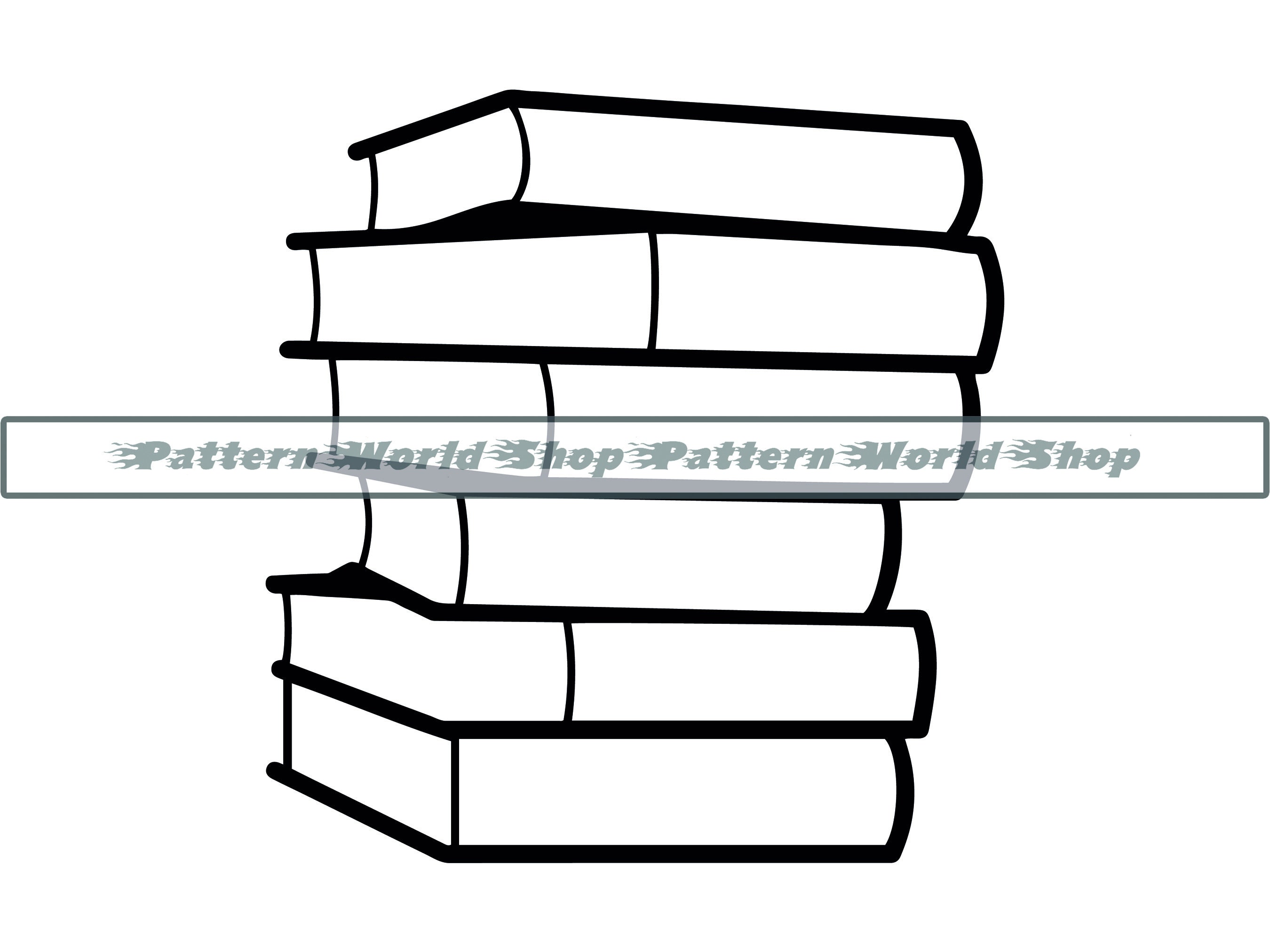 Books Outline SVG, Stack of Books SVG, Books Clipart, Books Files for ...