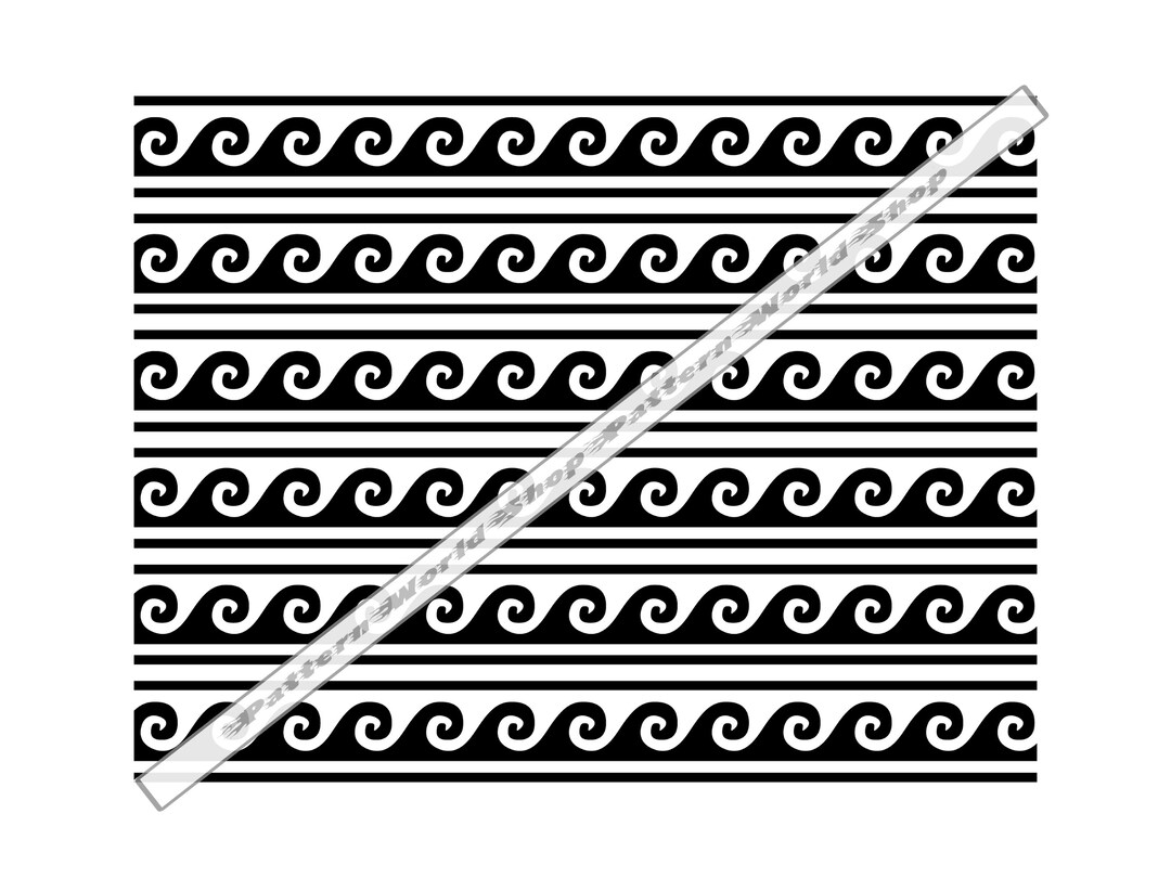 Seamless Greek Wave Pattern SVG, Sea Waves Pattern SVG, Clipart, Files ...