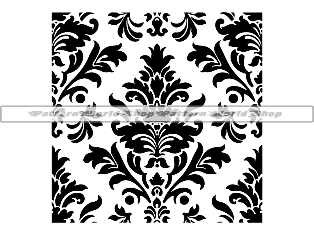 Damask Pattern #6 SVG, Vintage Pattern SVG, Damask SVG, Damask Clipart ...