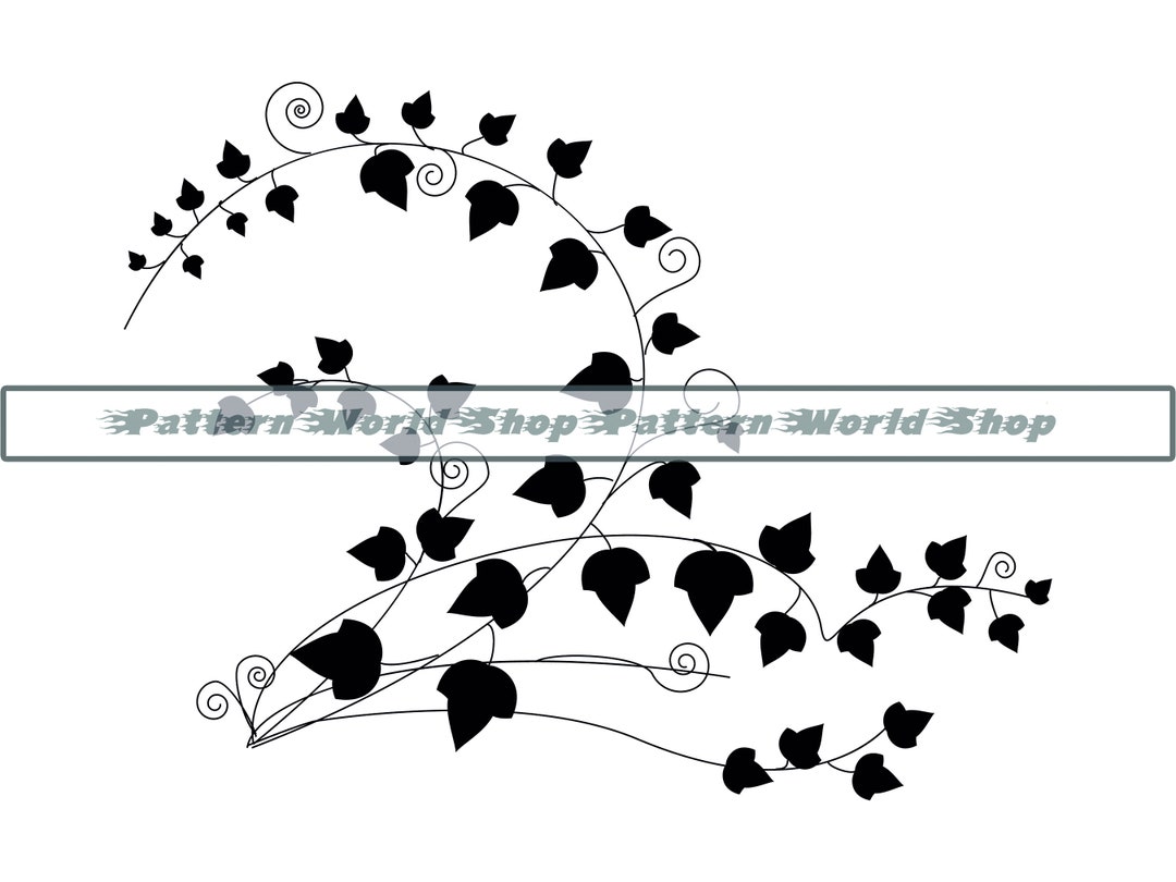 Ivy Leaf Branch SVG, Ivy Leaves SVG, Decorative Ivy Leaf SVG, Ivy Leaf ...