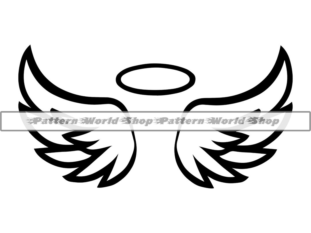 Angel Wings SVG DXF PNG, Halo Svg, Angel Wings Clipart, Angel Wings ...