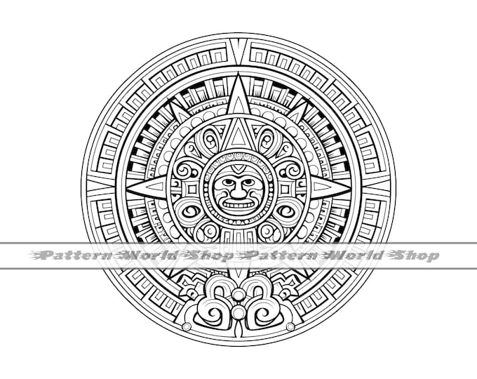 Aztec Calendar, Calendar, Azteca, SVG, DXF, PNG, Vector, Screen ...