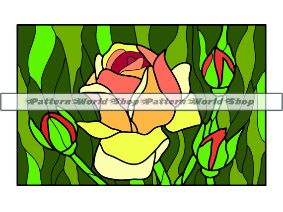 Stained Glass Rose SVG Stained Glass Rose Pattern SVG - Etsy