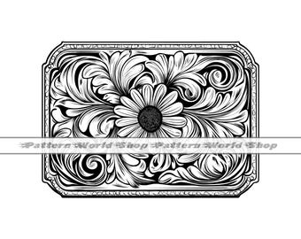 Western Tooled Leather Pattern Floral SVG - Etsy