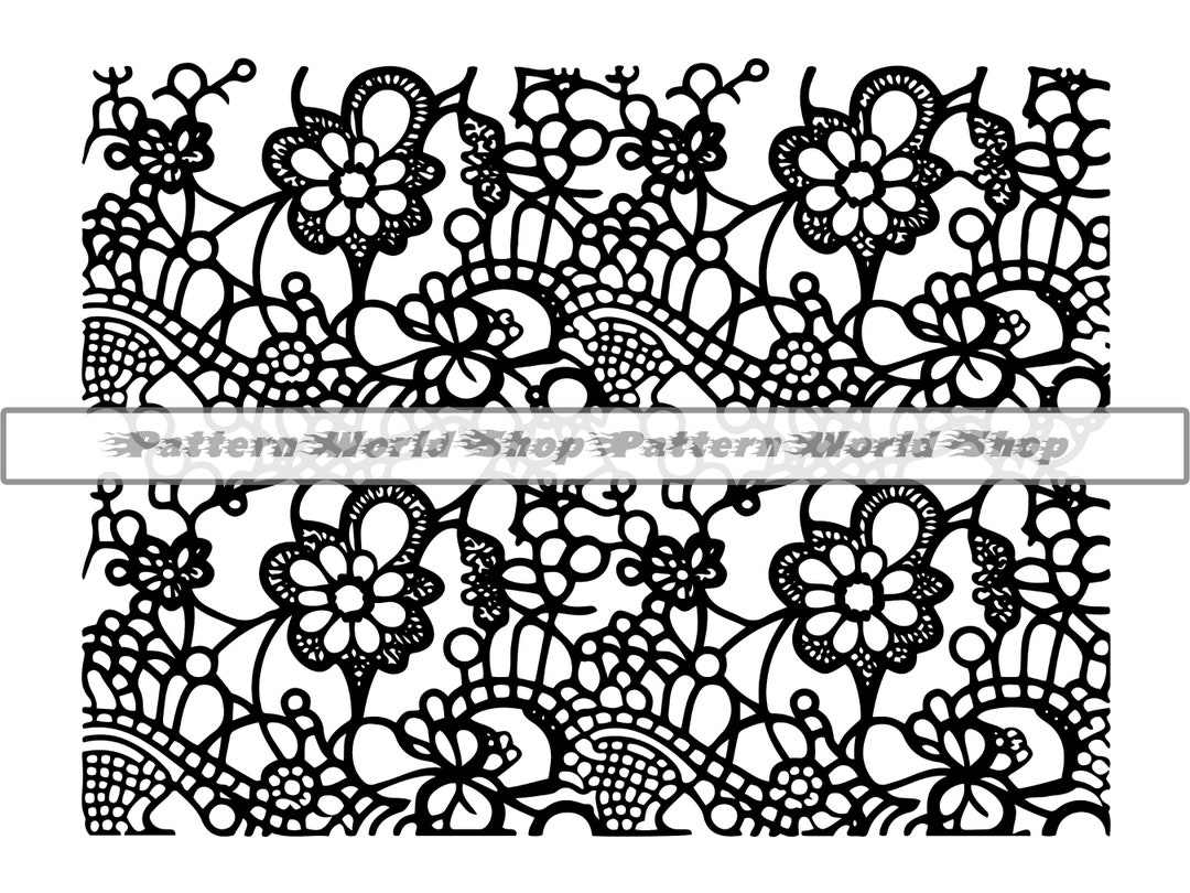 Lace Pattern #7 SVG, Lace Floral Pattern, Lace Western Pattern ...