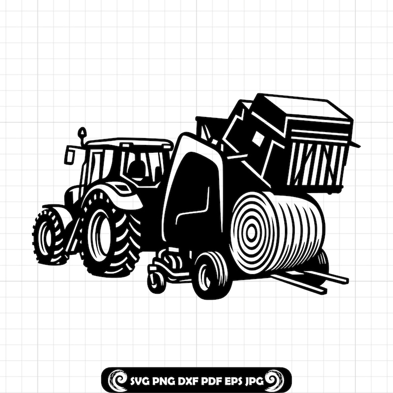 Hay Bale With Tractor - Etsy