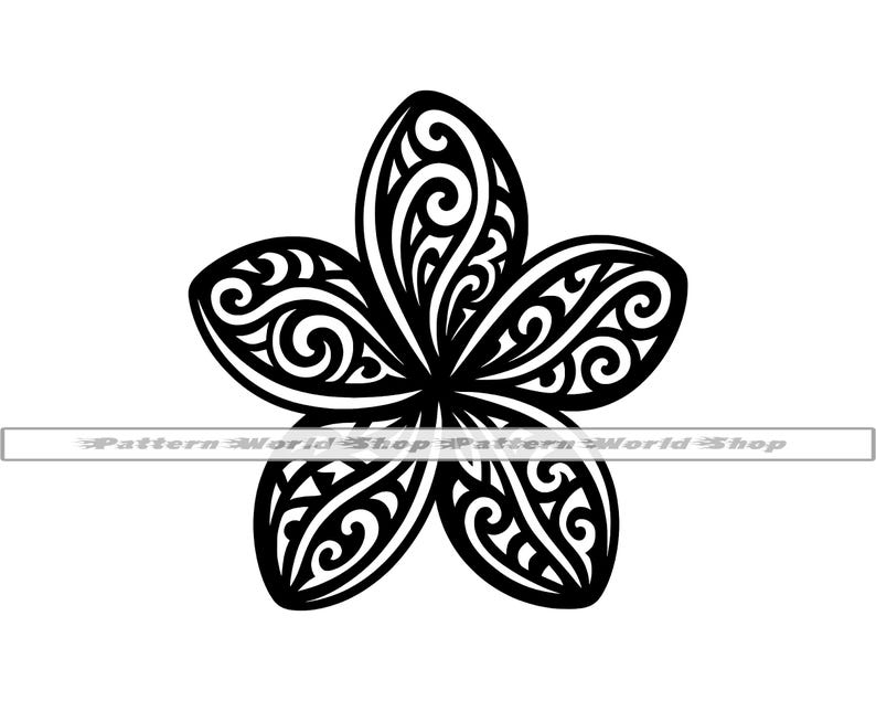 Polynesian Tribal Plumeria Flower SVG PNG, Clipart, Files for Cricut ...