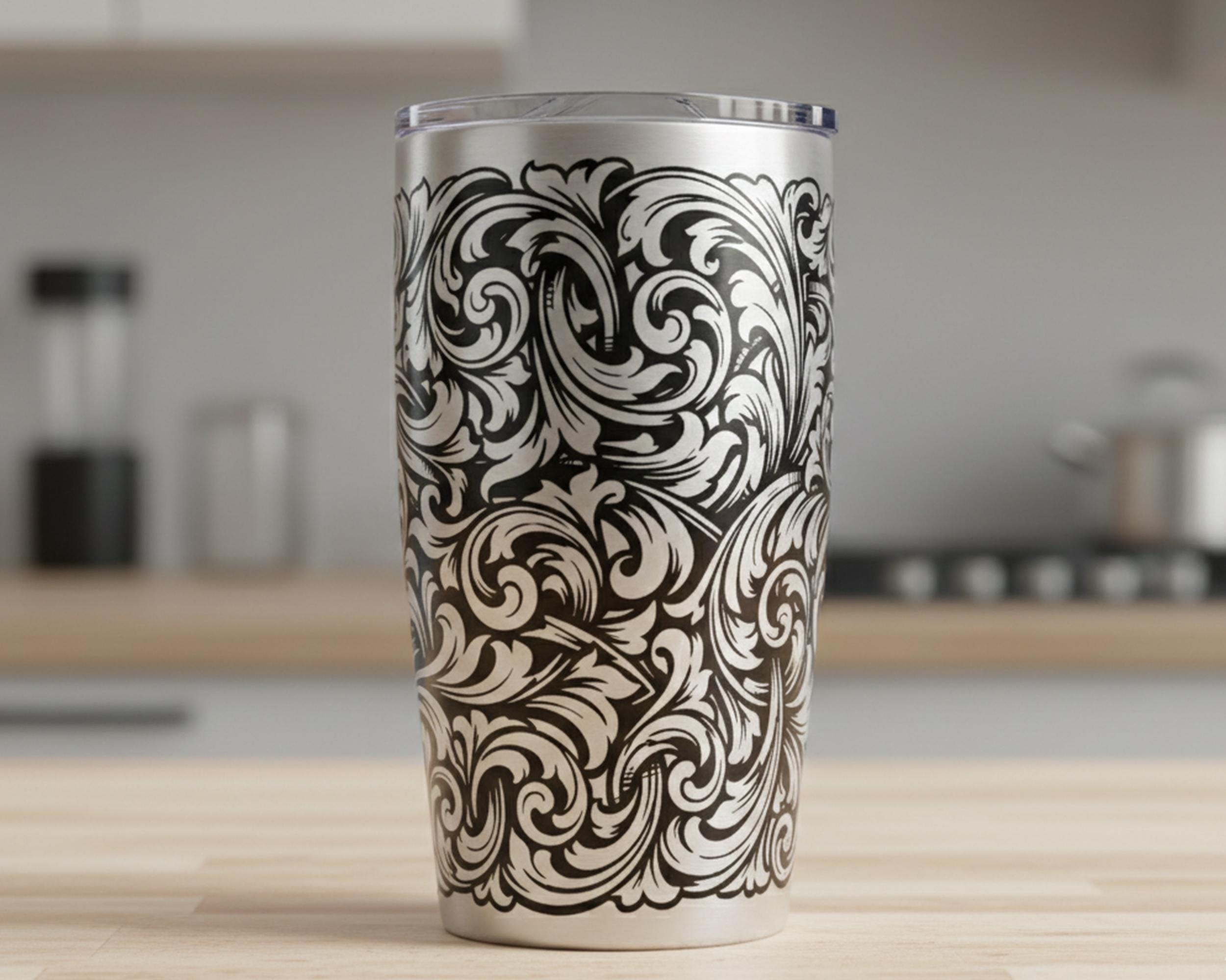 Western Tooled Leather Floral Scroll Pattern SVG PNG DXF, Leather ...