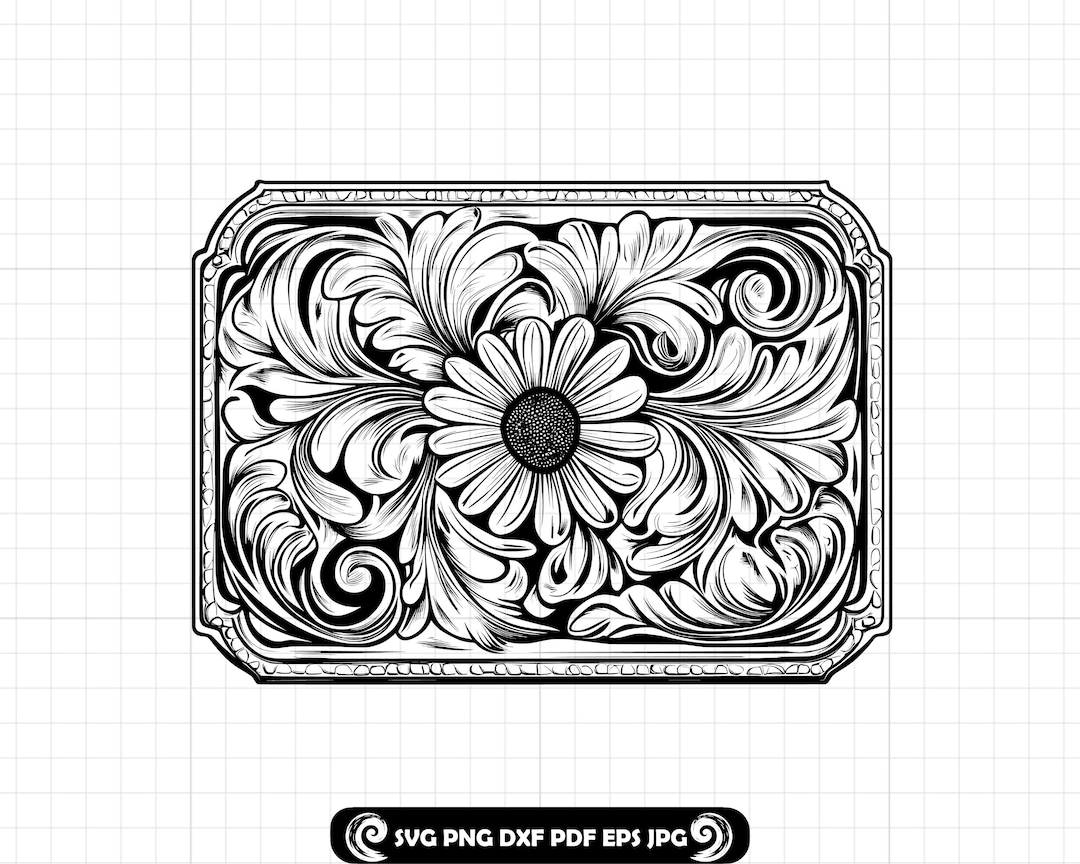 Tooled Leather #235 SVG PNG DXF, Western Floral Pattern Cut File ...