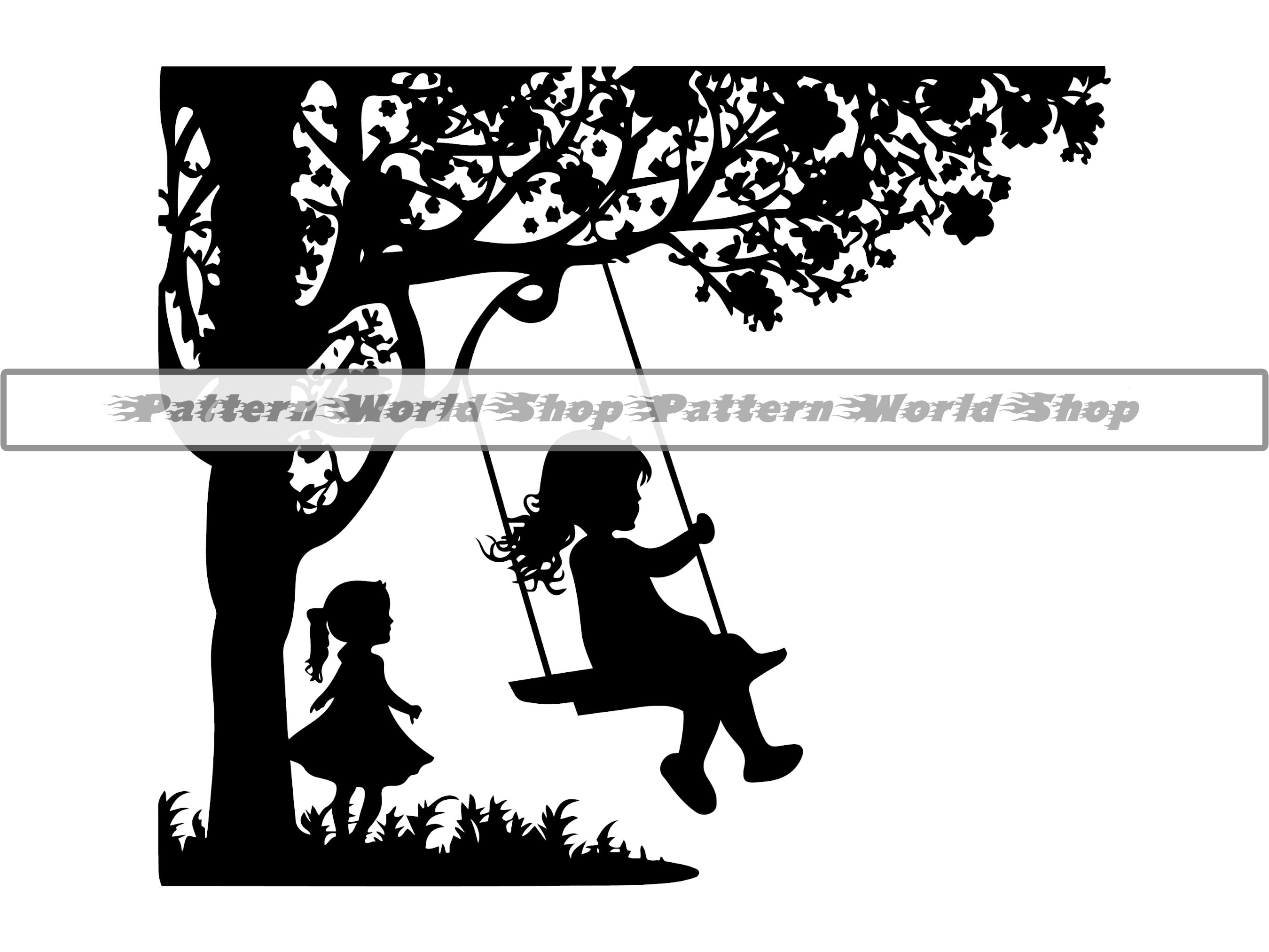 Playing Children SVG Swinging Girl SVG Little Girl on Swing - Etsy ...