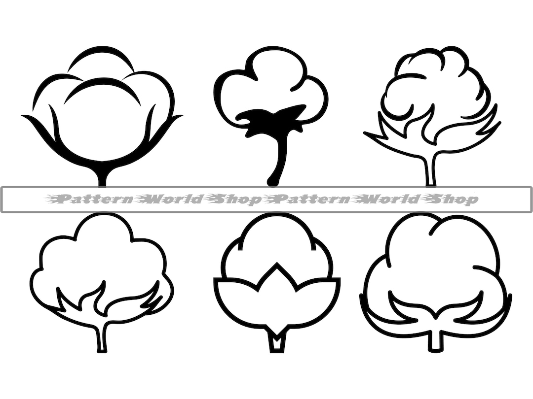Cotton Icons SVG, Cotton Plant SVG, Cotton Boll SVG, Cotton Flower Svg ...