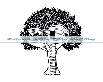 Tree House 3 SVG, Tree House Svg, Treehouse SVG, Tree House Clipart ...