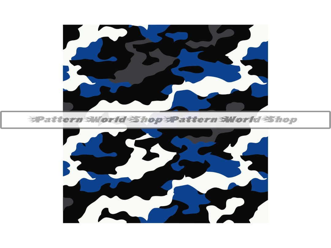 Blue Camo Camouflage Seamless Pattern SVG PNG, Blue Camo Background ...