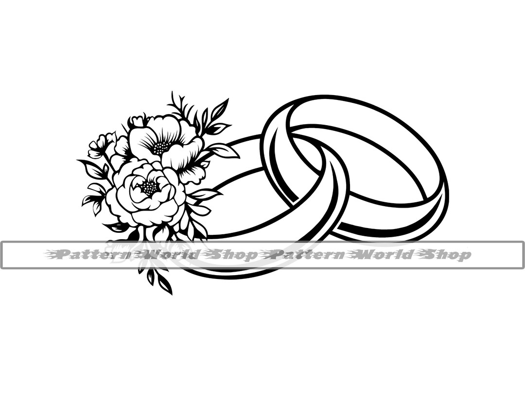 Floral Wedding Rings SVG, Wedding SVG, Marriage Rings SVG, Engagement ...
