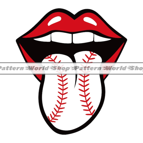 Lips Baseball Svg - Etsy