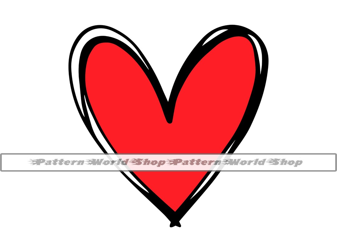Red Heart SVG, Red Hand Drawn Heart SVG, Valentine's Day Svg, Love Svg ...