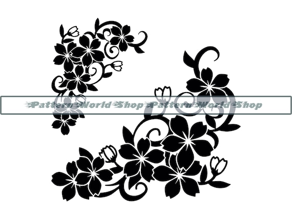 Flower Corner SVG Flower Border SVG Floral Border SVG - Etsy