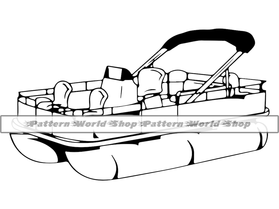 Pontoon Boat Outline #2 SVG, Pontoon Boat SVG, Pontoon Boat Clipart ...