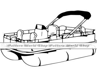 Pontoon Boat Outline 4 SVG, Pontoon Boat SVG, Pontoon Boat Clipart ...