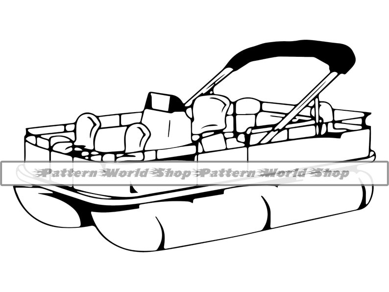 Pontoon Boat Outline 2 SVG, Pontoon Boat SVG, Pontoon Boat Clipart ...