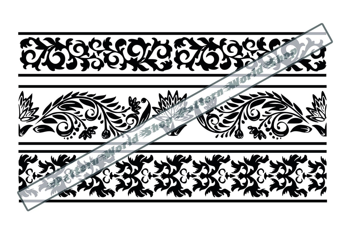 Tooled Leather #33 SVG, Lace Pattern SVG, Damask Border SVG, Seamless ...
