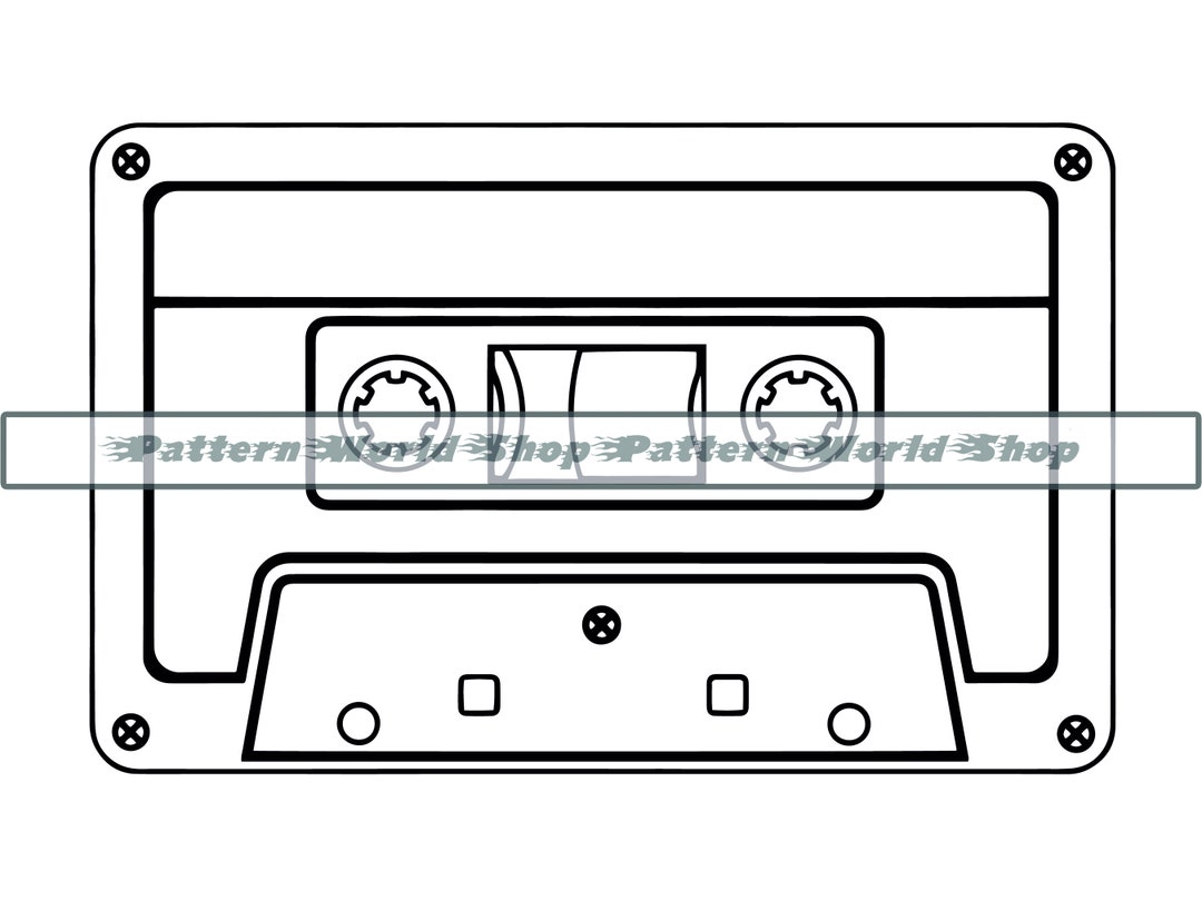 Cassette Tape Outline SVG, Audio Cassette Svg, Audio Tape Svg, Cassette ...