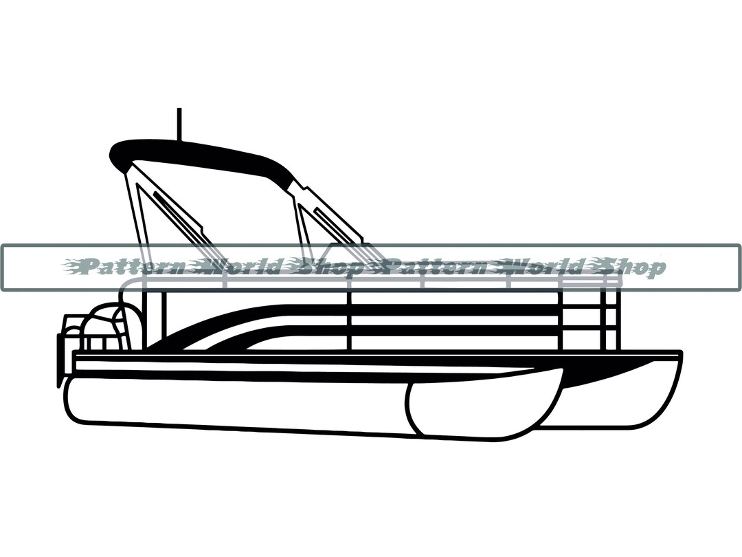 Pontoon Boat Outline SVG, Pontoon Boat SVG, Pontoon Boat Clipart, Files ...