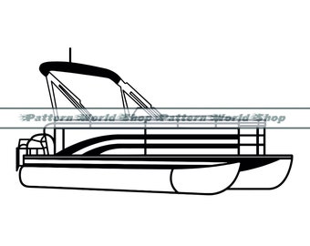 Pontoon Boat Outline SVG, Pontoon Boat SVG, Pontoon Boat Clipart ...