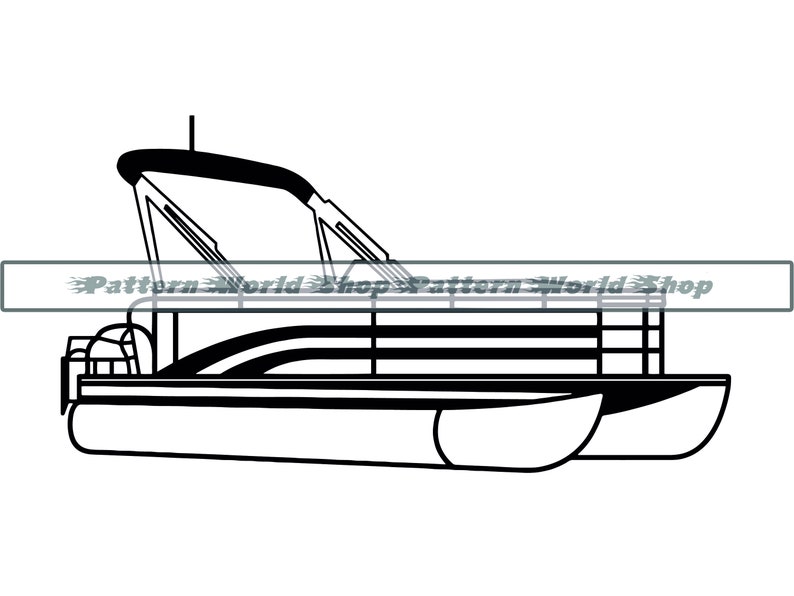 Pontoon Boat Outline SVG, Pontoon Boat SVG, Pontoon Boat Clipart, Files ...