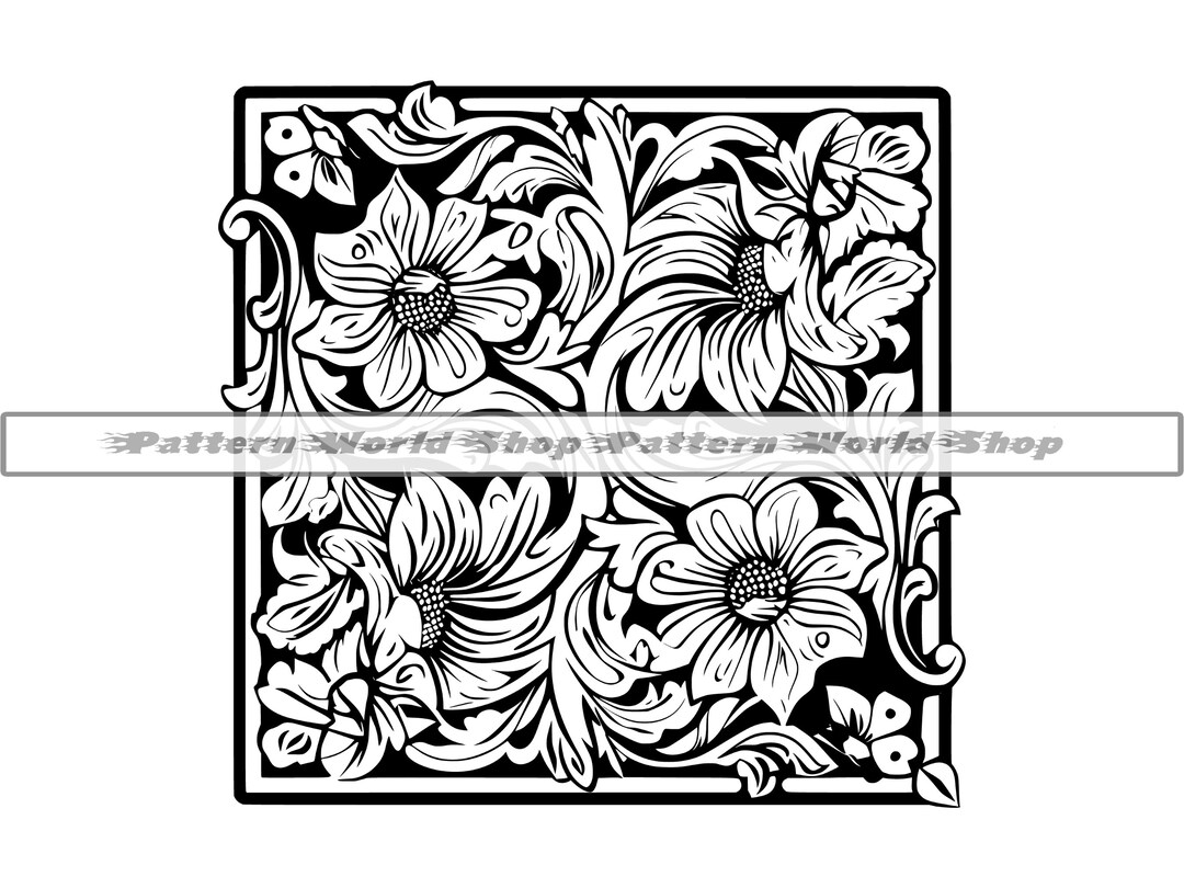 Carving Pattern #3 SVG, Tooled Leather Pattern SVG, Wood Carving ...
