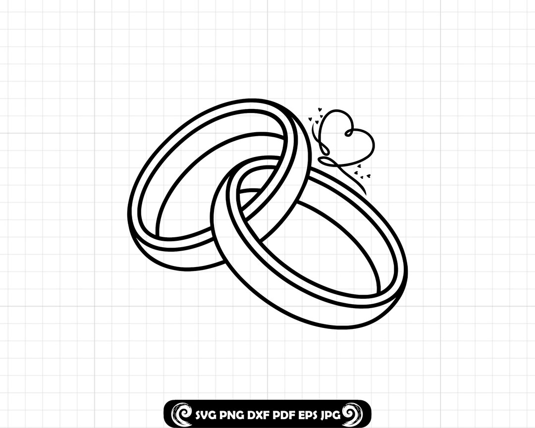 Wedding Rings SVG PNG DXF, Interlocked Rings Cut File, Bridal Shower ...