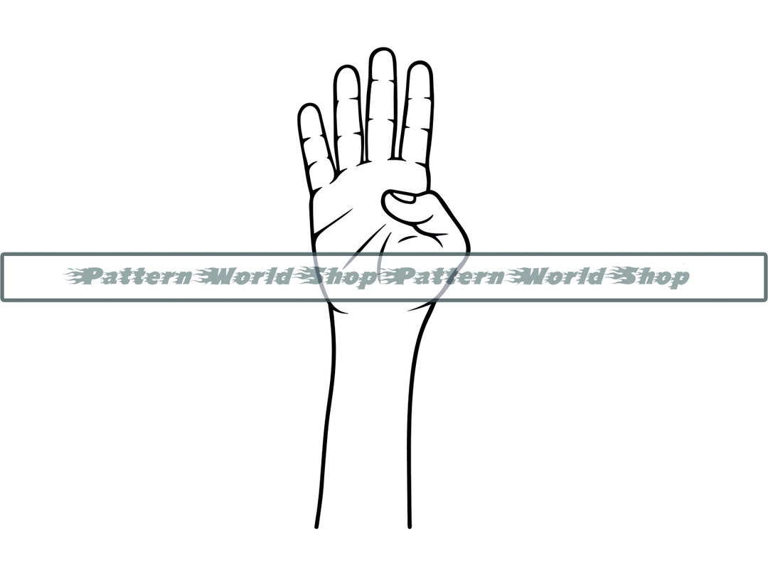 Hand Count Four SVG, Four SVG, Four Fingers SVG, Numbers Svg, Four Hand ...