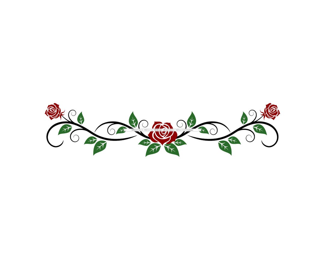 Rose Text Divider SVG, Decorative Divider SVG, Rose Vine SVG, Leaf ...