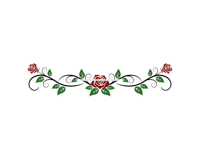 Rose Text Divider SVG, Decorative Divider SVG, Rose Vine SVG, Leaf ...