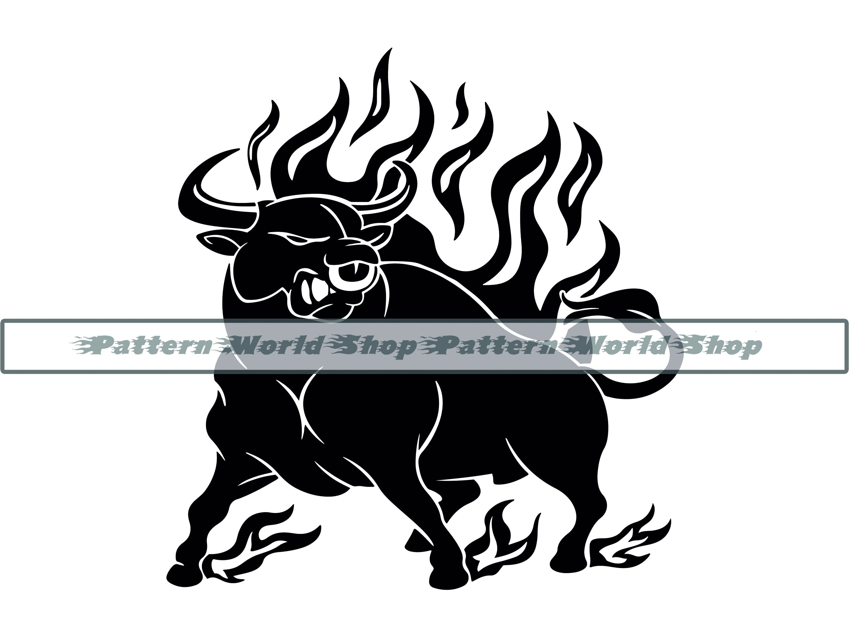 Toro en llamas SVG, Toro SVG, Buey Svg, Ganado Svg, Clipart de toro ...