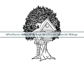 Tree House 3 SVG, Tree House Svg, Treehouse SVG, Tree House Clipart ...