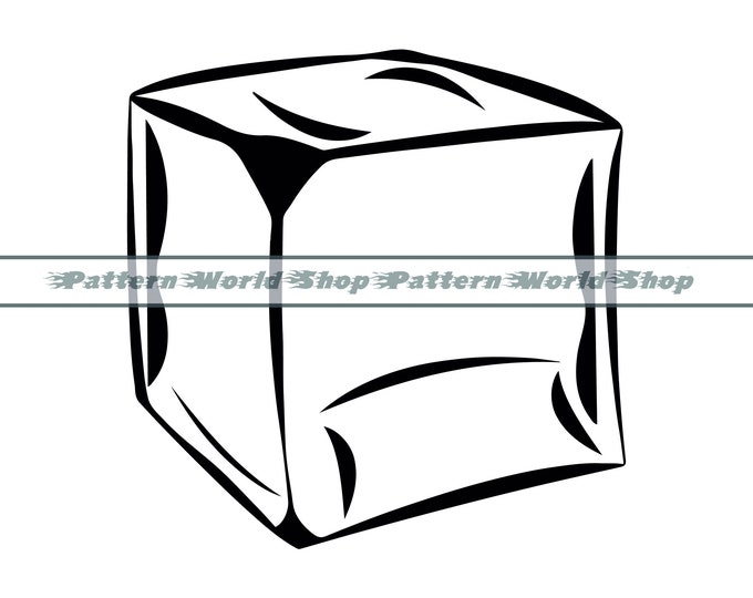 Ice Cube Vector Clipart / Outline Drawing Illustrations / PNG, JPG, SVG ...