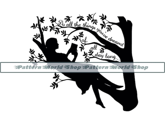 Reading Book on A Tree SVG Book Lover SVG Book SVG Bookworm | Etsy