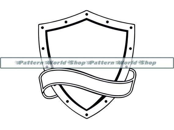 Shield & Banner Outline SVG Shield Svg Banner Svg Shield | Etsy