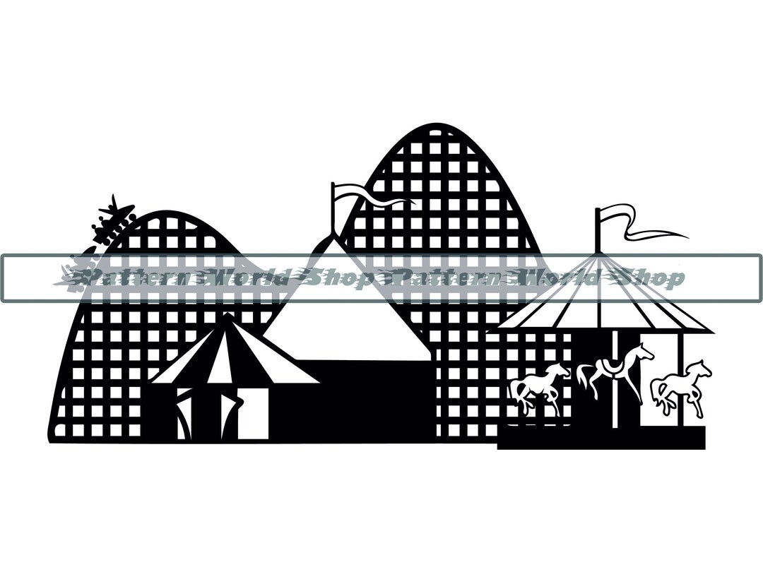 Amusement Park SVG, Roller Coaster SVG, Carousel SVG, Amusement Park ...