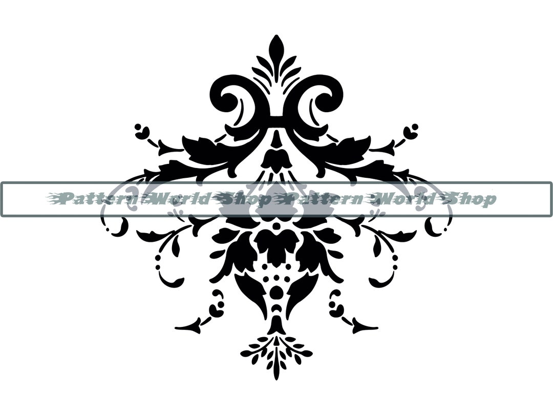 Damask Element #5 SVG, Damask Stencil SVG, Vintage Pattern Svg, Clipart ...
