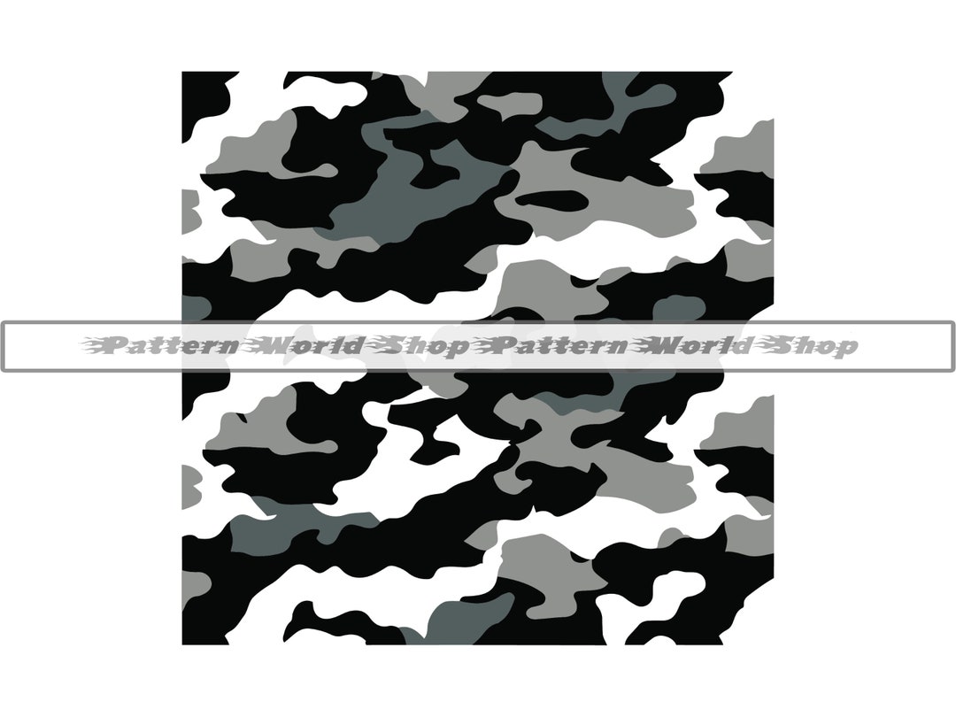 White Camo Camouflage Seamless Pattern SVG PNG, White Camo Background ...