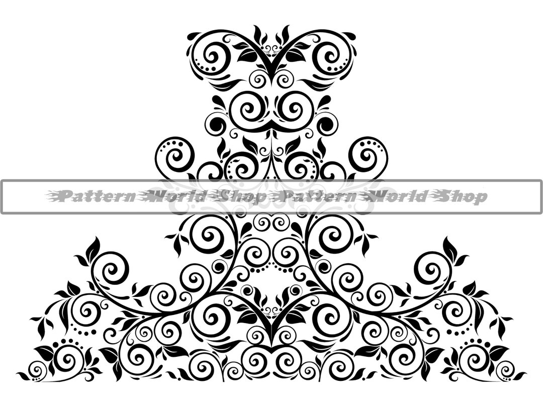 Damask Element #8 SVG, Damask Stencil SVG, Vintage Pattern Svg, Clipart ...